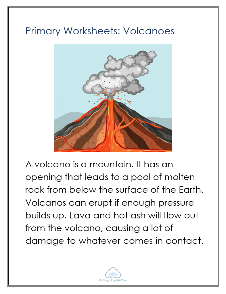 Volcanoes Worksheets - Mr. Greg