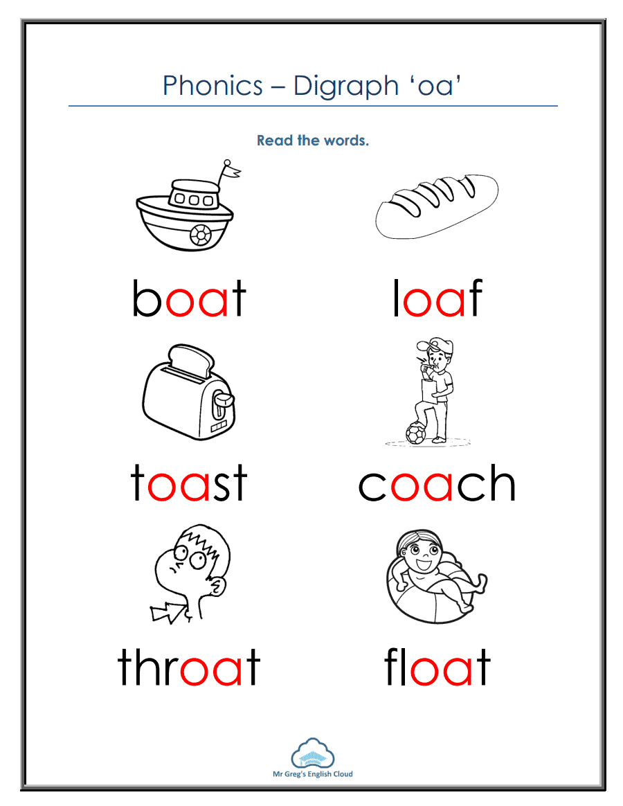 Kindergarten Long Vowel /oa/ Worksheets - Mr. Greg