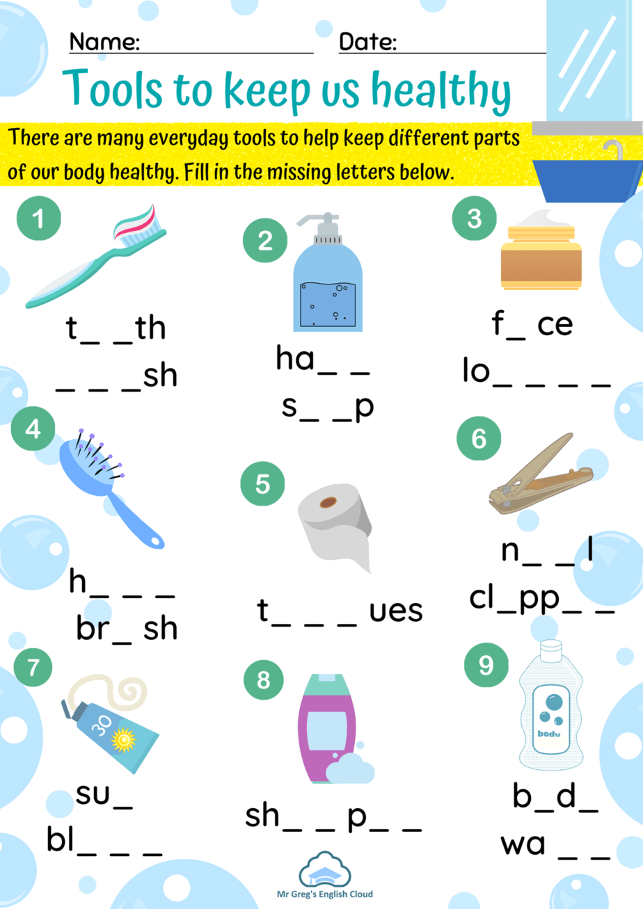 Kindergarten Body & Healthy Eating Worksheets - Mr. Greg