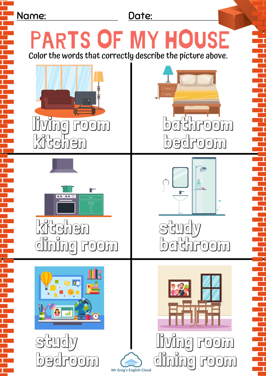 Kindergarten My Home Worksheets - Mr. Greg